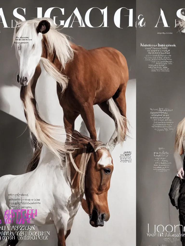 a horse in a fashion magazine cover | Stable Diffusion