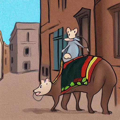 A cute mouse riding a camel through a narrow street | Stable Diffusion ...