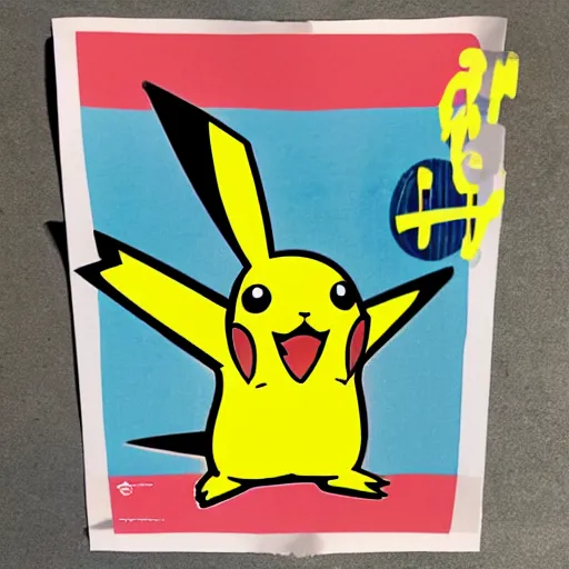 Pikachu in the style of a screen print on newspaper | Stable Diffusion ...
