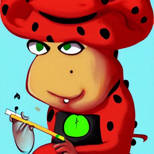 a digital painting of a cartoon ladybug smoking a | Stable Diffusion ...