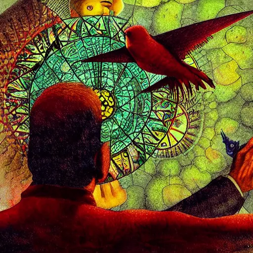 a mechanical bird flies within the matrix over the | Stable Diffusion ...