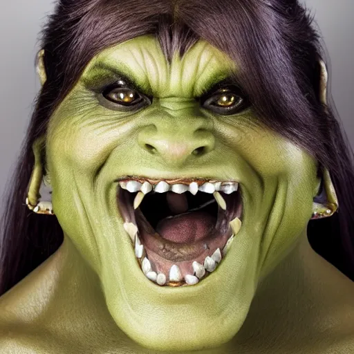 portrait, photo of a beautiful orcish lady, stern | Stable Diffusion ...