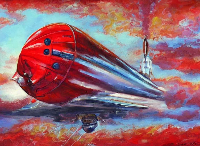 epic painting of a red rocketship | Stable Diffusion | OpenArt