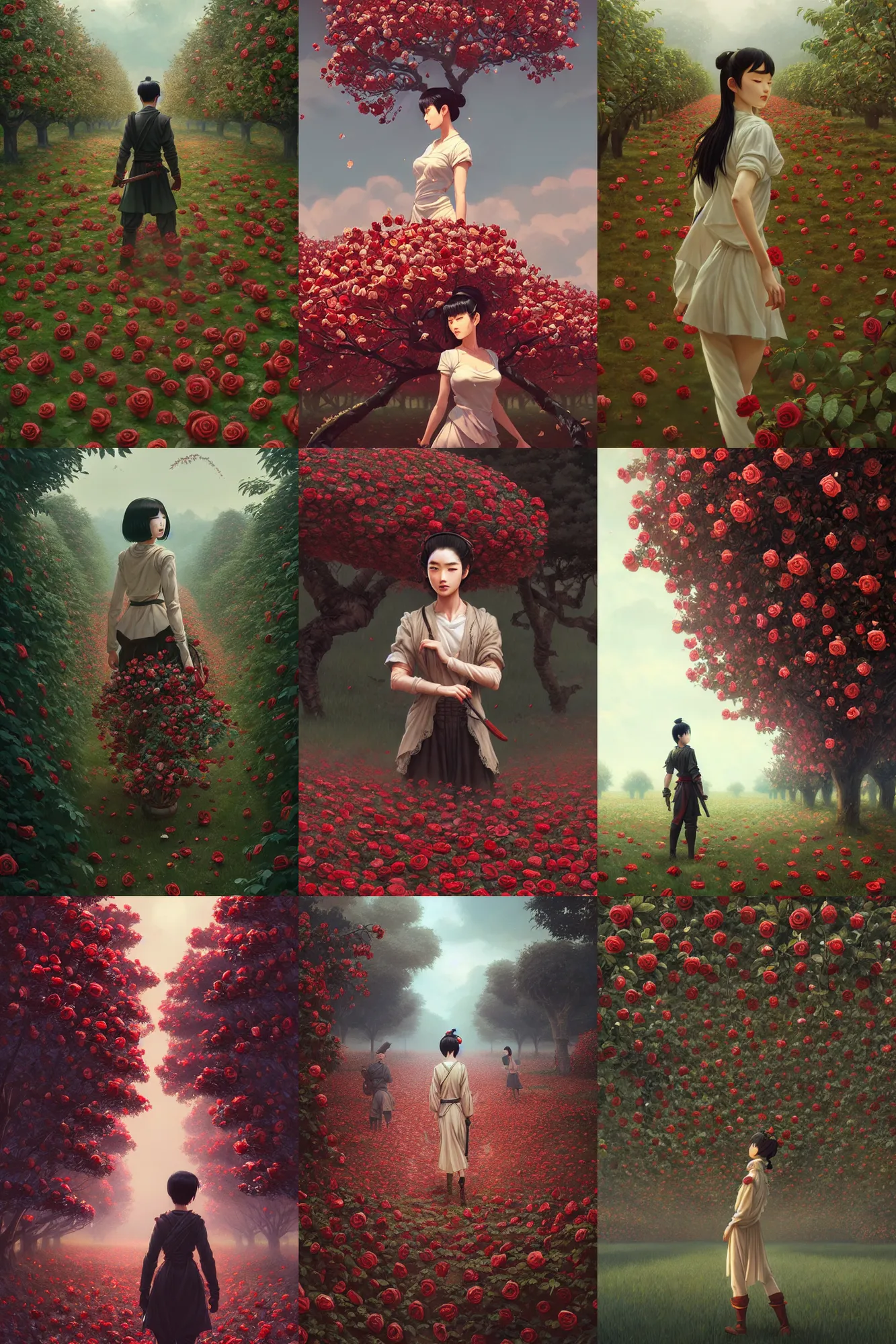 an orchard filled with trees that have leaves made of | Stable ...