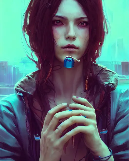 portrait of a brunette cyberpunk hippie smoking | | Stable Diffusion ...