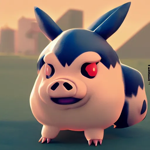 pokemon pig, style game square enix life, trending on | Stable ...