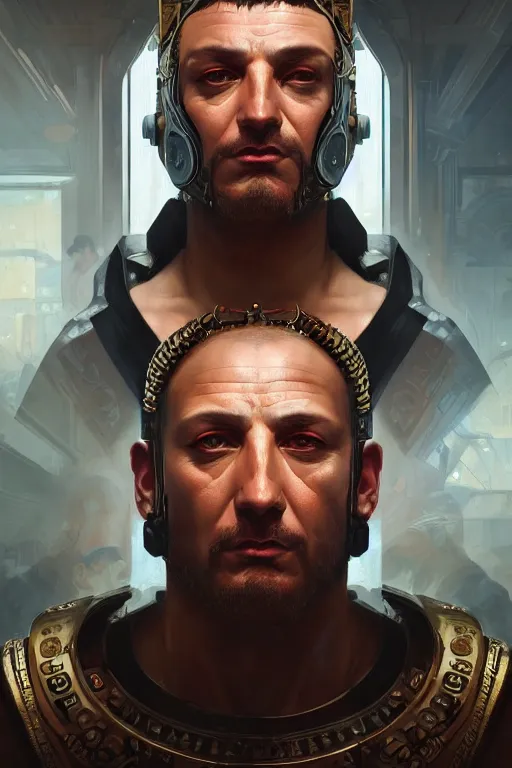roman emperor in cyberpunk style, realistic portrait, | Stable ...