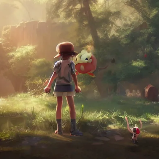 pokemon 🐷, style game square enix life, trending on | Stable Diffusion ...