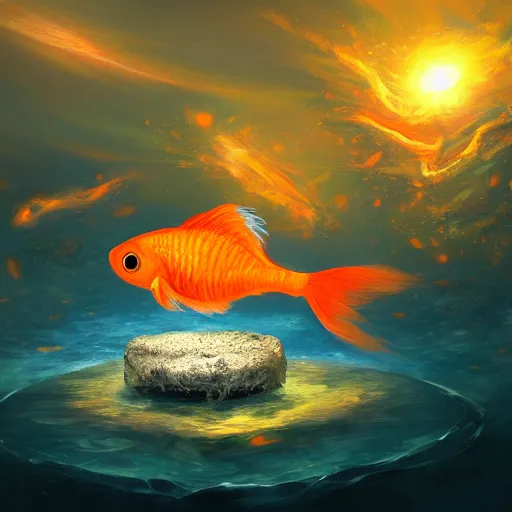 a goldfish swims in a nuclear explosion. trending on | Stable Diffusion ...