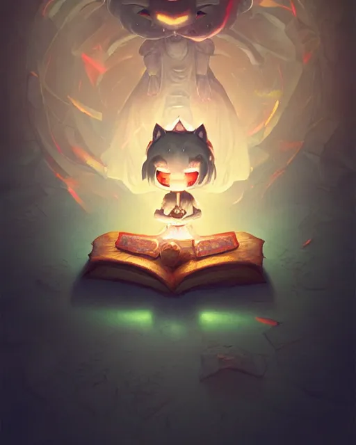 a tiny adorable demonic kitten meditating, wrapped in | Stable ...