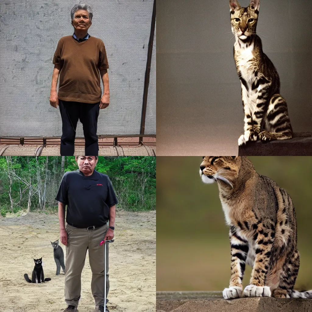 Photo portrait of a standing felinoid human. | Stable Diffusion | OpenArt