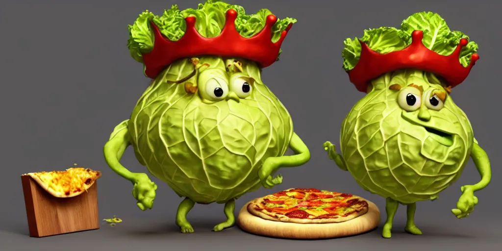 3 d render of cabbage character who is a king, wearing | Stable ...