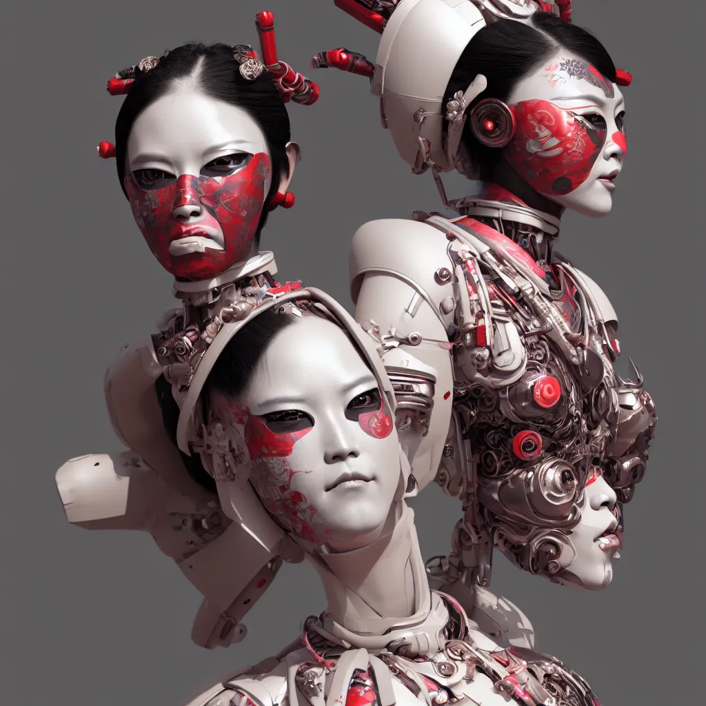 a beautiful japanese geisha cyborg android portrait, | Stable Diffusion ...