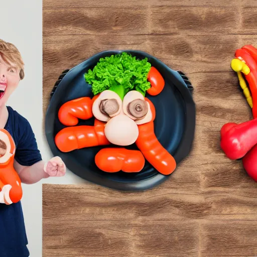 an adult made of sausages screams at a child made of | Stable Diffusion ...