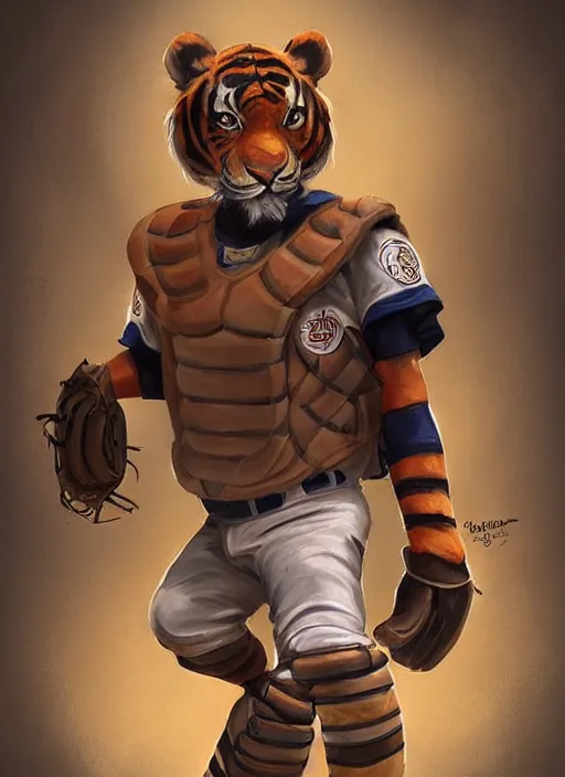 fursona portrait commission of a anthro tiger baseball | Stable ...