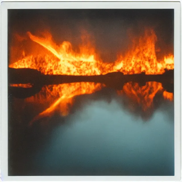 lake on fire, polaroid | Stable Diffusion