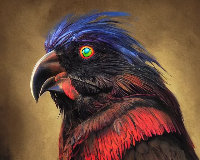 aztec raven god, vivid colors, dark shadows, contrast, | Stable Diffusion