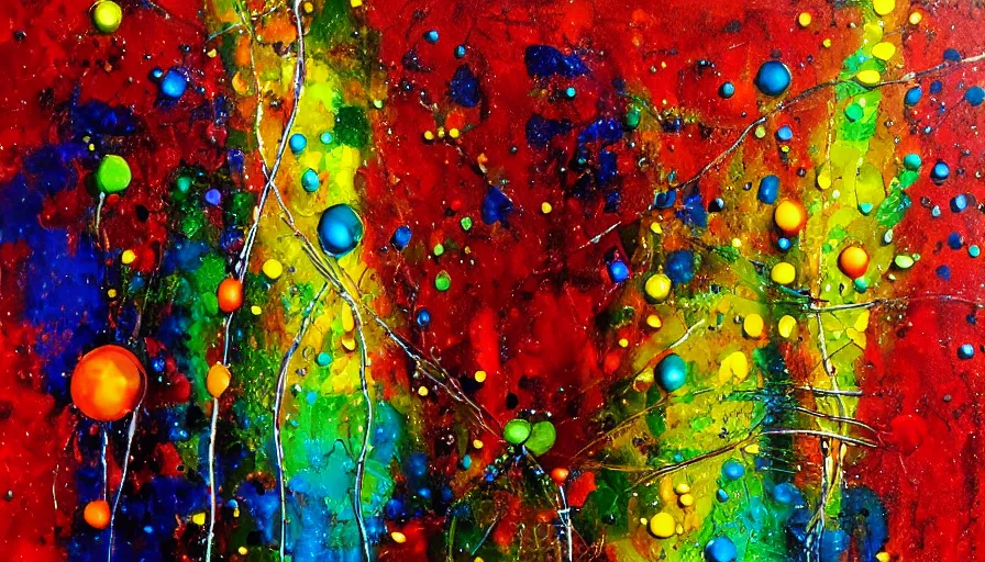 solder, painting on canvas, watedrops, water droplets, | Stable Diffusion