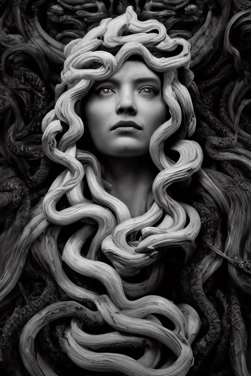 A portrait of medusa as a black and white marble | Stable Diffusion