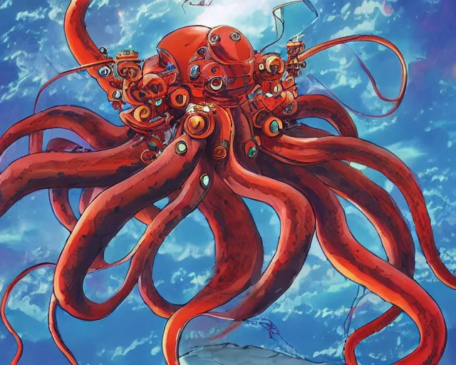 beautiful picture of a giant octopus mecha, anime | Stable Diffusion ...