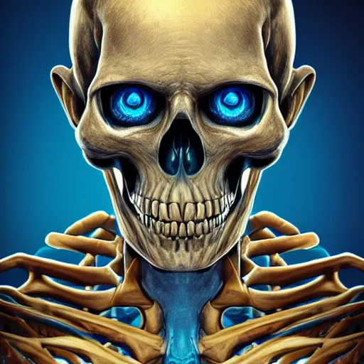 hyperdetailed skeleton head with blue human eyes, | Stable Diffusion ...
