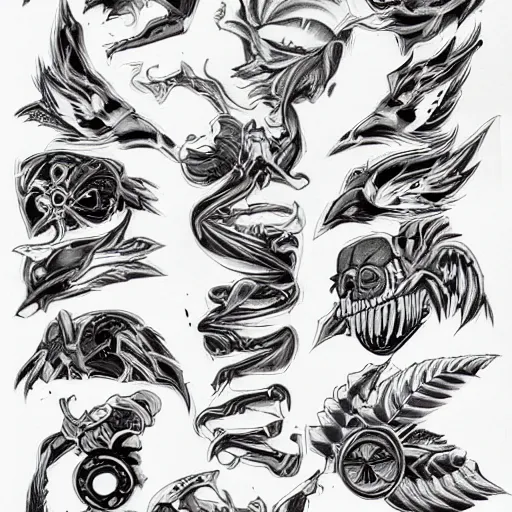 Flash Tattoo Reference Sheet | Stable Diffusion | OpenArt