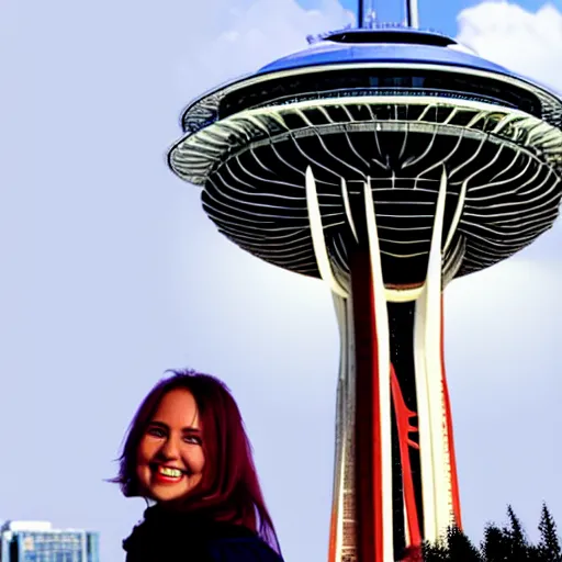 Toronto tourist guide with mars for head in front of | Stable Diffusion ...