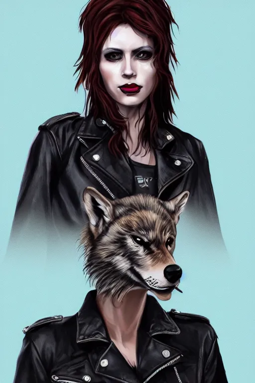 portrait of a punk girl wearing a leather jacket with | Stable ...