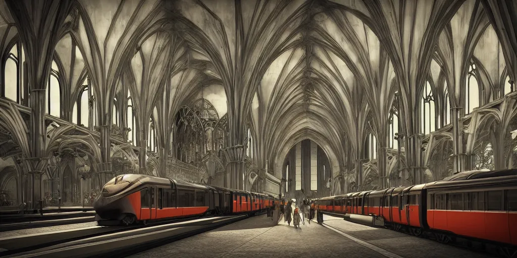 streamline train that looks like gothic cathedral | Stable Diffusion