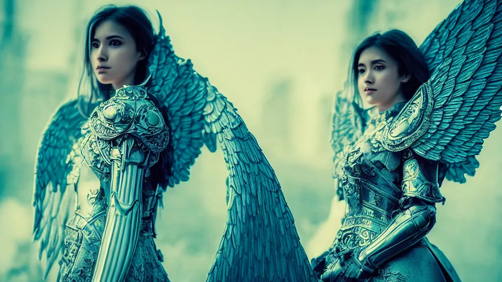 one angel, big wings, low key light, full plate armor | Stable Diffusion