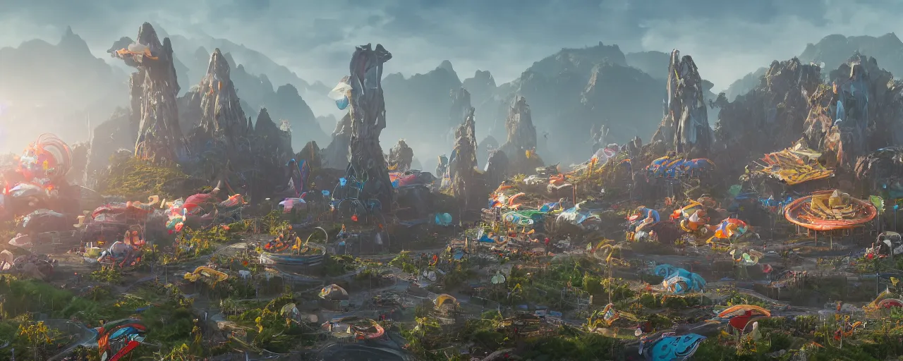 The next Tommorowland mainstage, octane render, unreal | Stable Diffusion