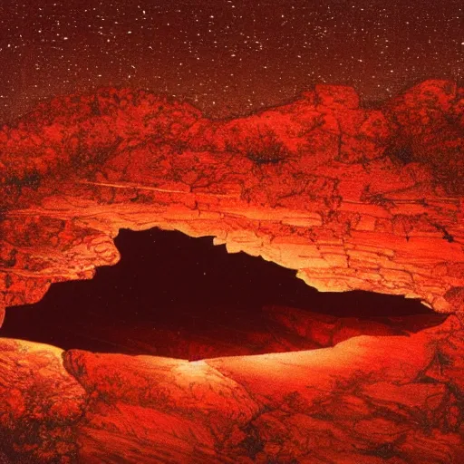 Beautiful landscape of a single red rock, shining in | Stable Diffusion ...