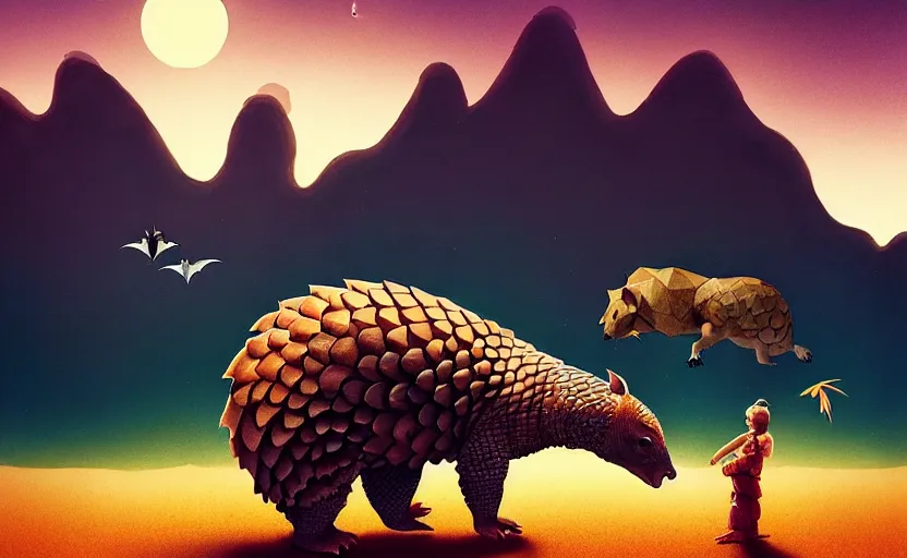 pangolin and bat in australia desert, beautiful | Stable Diffusion ...
