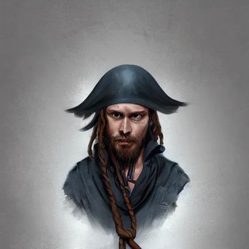 aesthetic digital portrait of a sad pirate hanging his | Stable ...