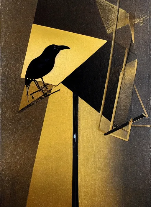 crow, award - winning painting, abstract, gold and | Stable Diffusion | OpenArt