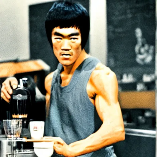 bruce lee as a barista working in starbucks | Stable Diffusion | OpenArt