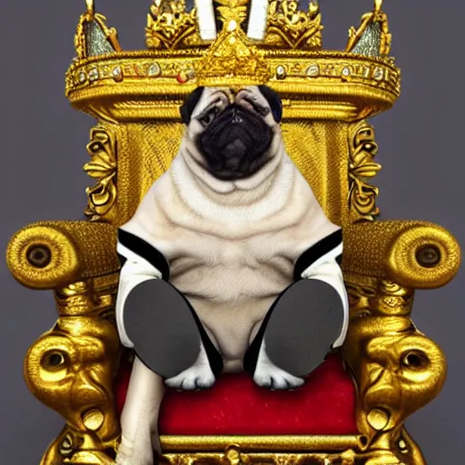 4 k, realistic, extra detail, pug wearing royal robes | Stable ...