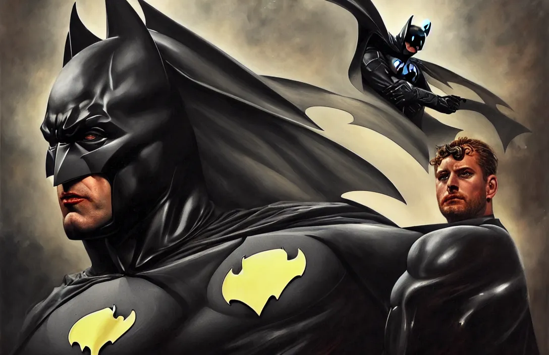 a portrait of batman standing with the batmobile by | Stable Diffusion ...