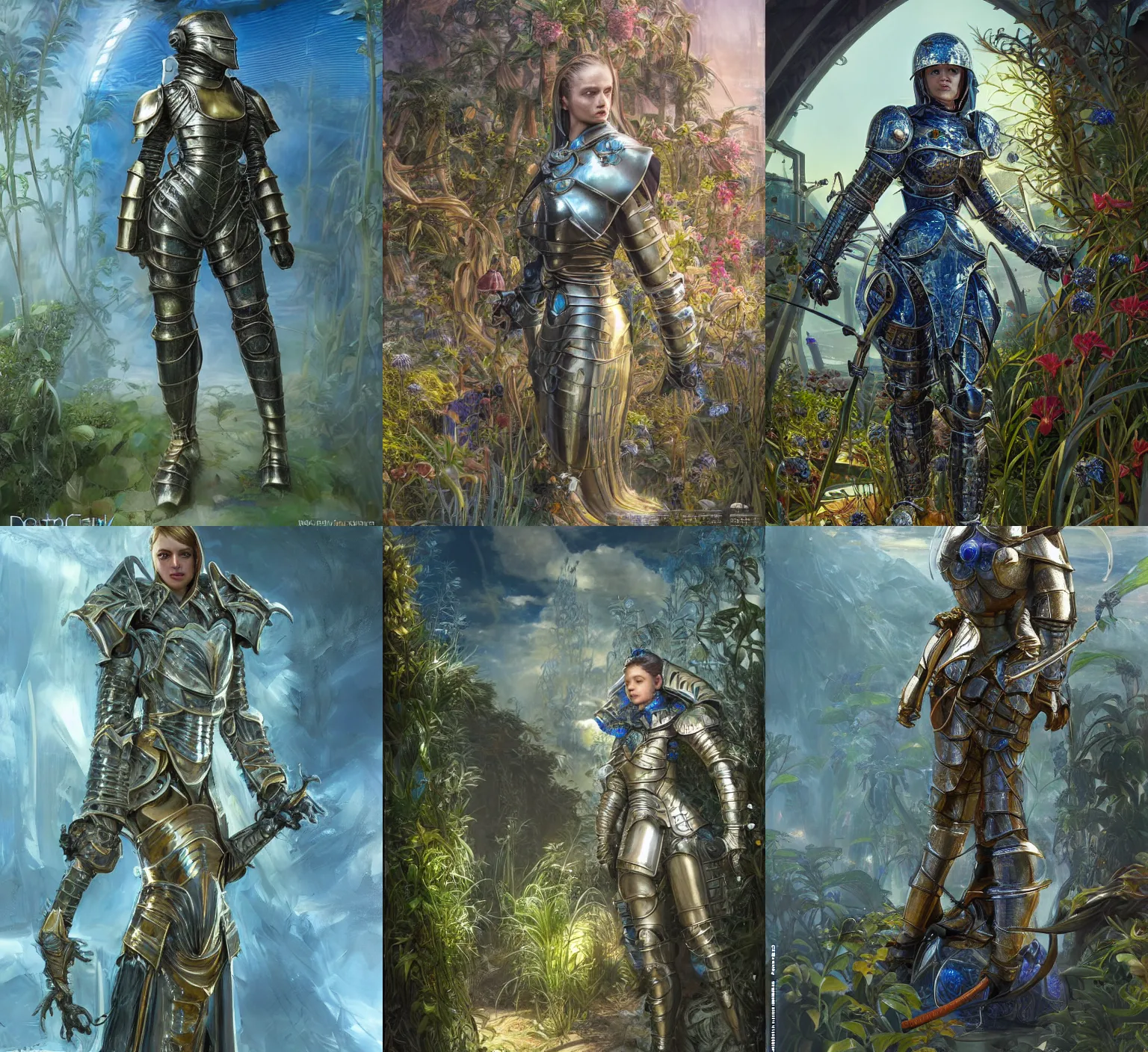 large hulking female knight in a hi-tech botanical | Stable Diffusion ...