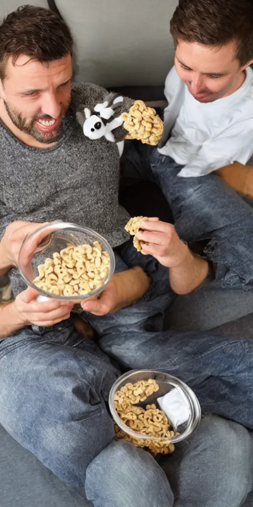 a man eating cereal out of a sock that is made from, | Stable Diffusion ...