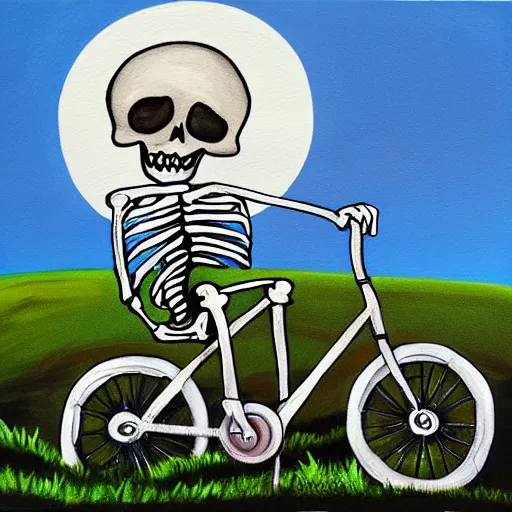 painting of a skeleton riding a bike through a | Stable Diffusion | OpenArt