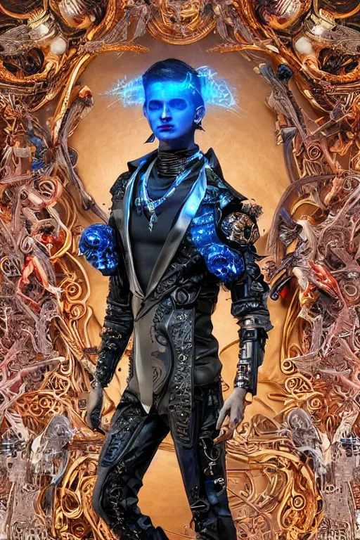 full-body cyberpunk style sculpture of handsome young | Stable ...