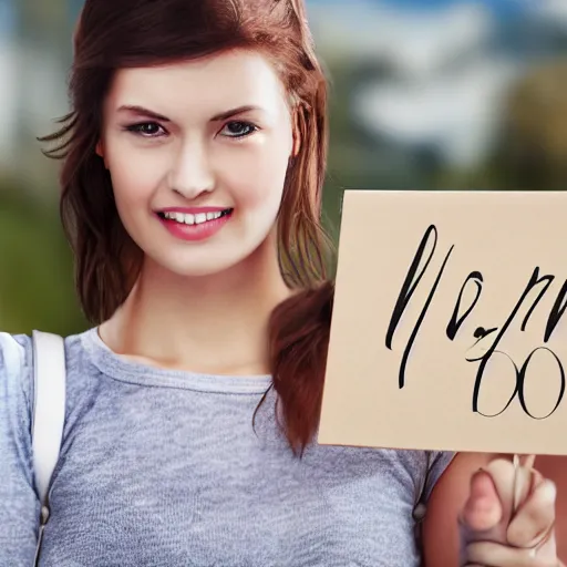 beautiful woman holding sign | Stable Diffusion | OpenArt