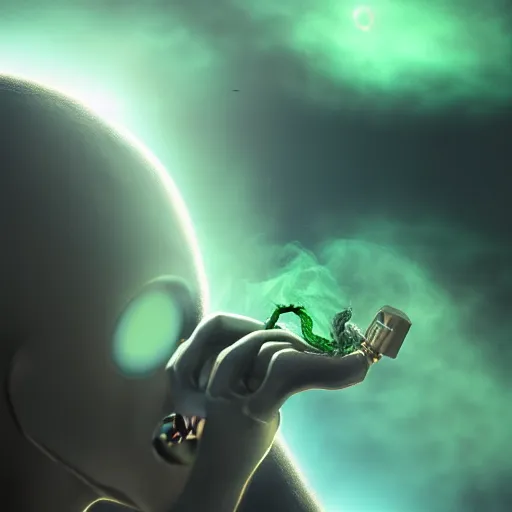 Alien smoking a blunt with the reflection of the | Stable Diffusion ...