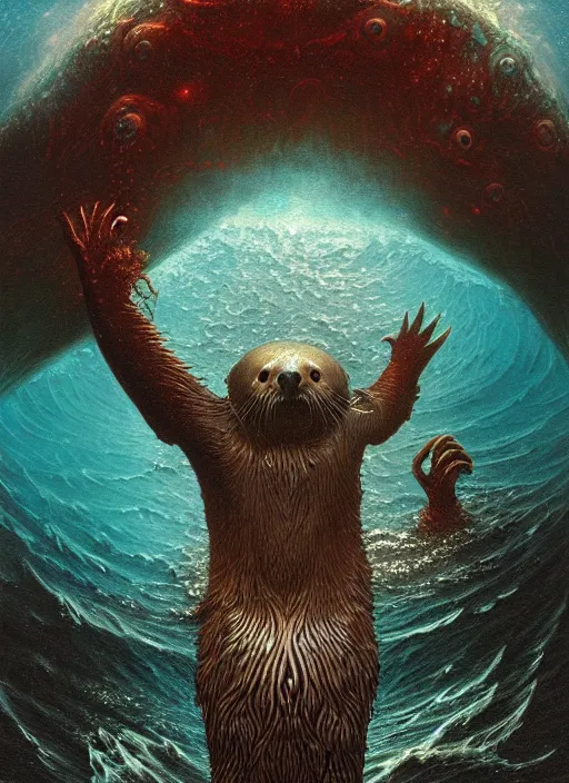 an evil sea otter god in the ocean depths, abyss, | Stable Diffusion ...