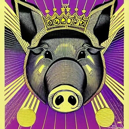good pig king logo Illustrated by Shepard Fairey, H.R. | Stable ...