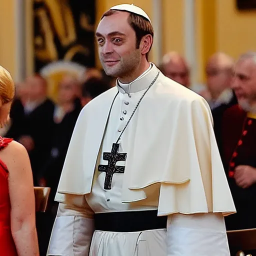 a new arm tattoo of jude law as the pope | Stable Diffusion