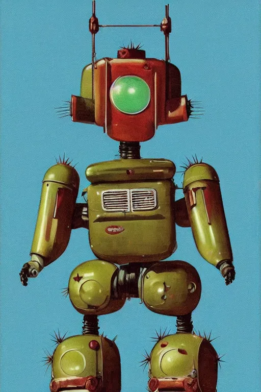 extreme wide shot of a 1950s retro Cactus robot, with | Stable Diffusion | OpenArt