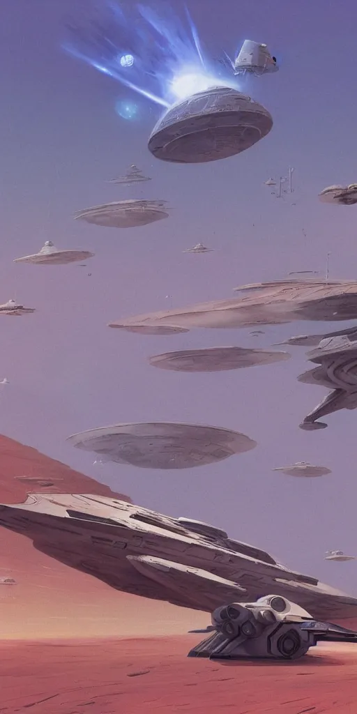 conceptual painting of a space cruiser landing on a | Stable Diffusion ...