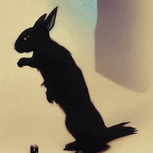 a black rabbit watches the news on his smartphone, | Stable Diffusion ...
